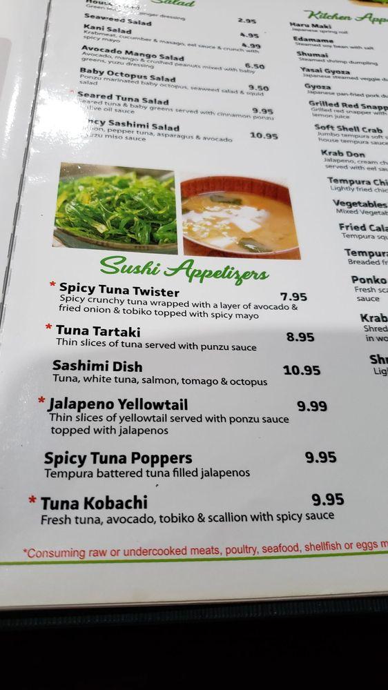 Menu at Kiko Japanese Cuisine restaurant, Winter Springs