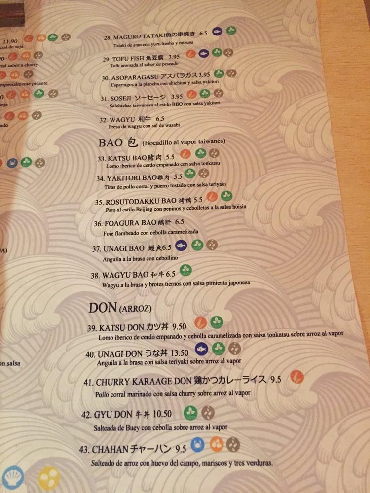 Carta de Ninja Ramen Restaurante, Madrid