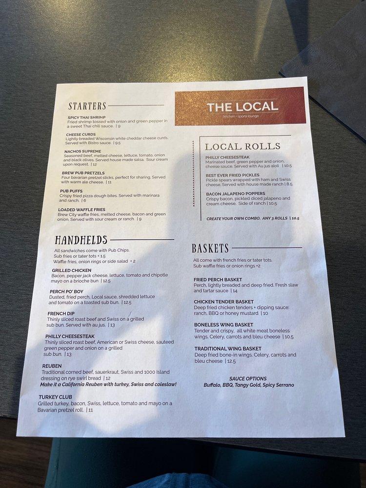 Menu at THE LOCAL - Kitchen & Sports Lounge pub & bar, Walker