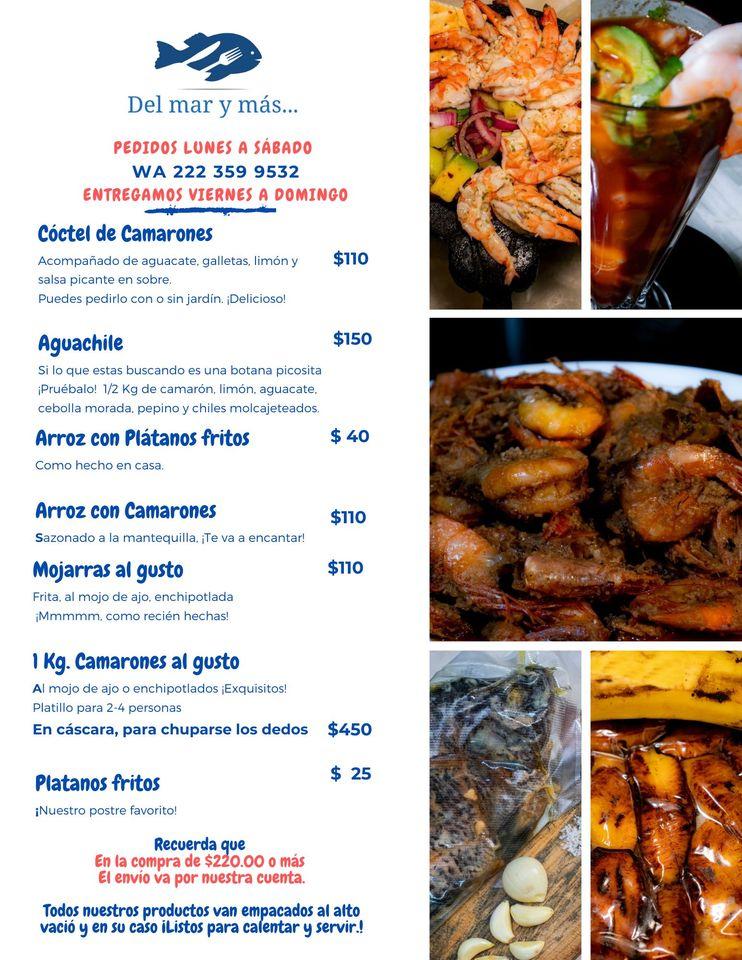 Menu at Del Mar y Más restaurant, Puebla City