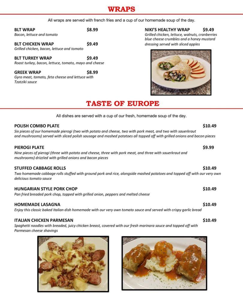 Menu at Ivana's Cafe, Plano