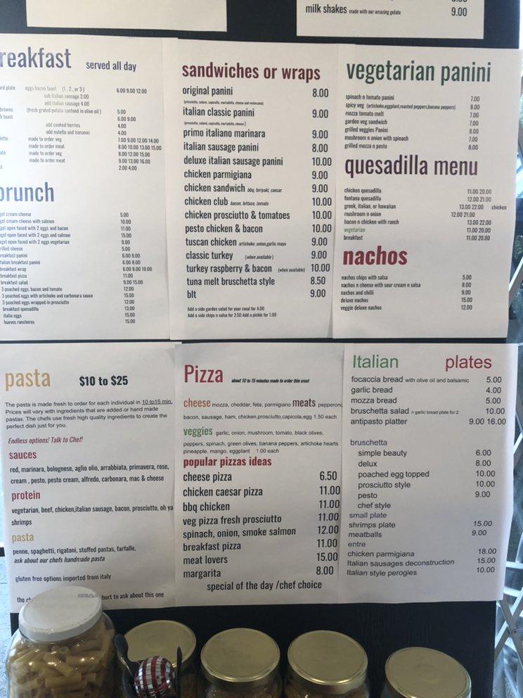 Menu at Reverie Kitchen restaurant, Burnaby