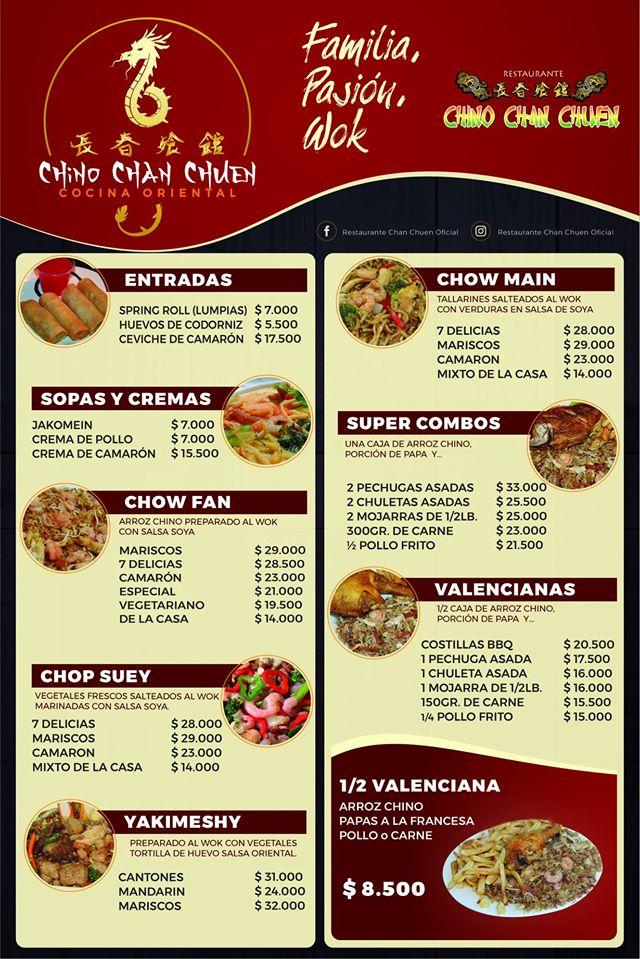 Menu at Restaurante Chan Chuen Oficial, Bogotá