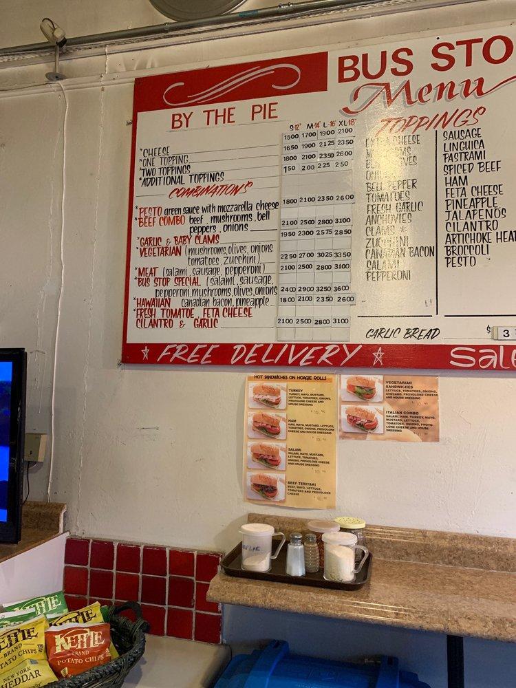 Menu at Bus Stop Pizza pizzeria, San Francisco, 256 Divisadero St