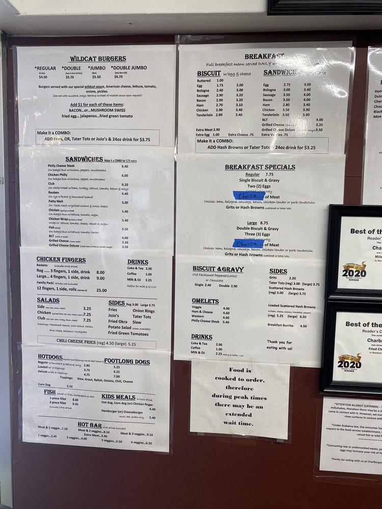 Menu at Char Burger pub & bar, Guntersville