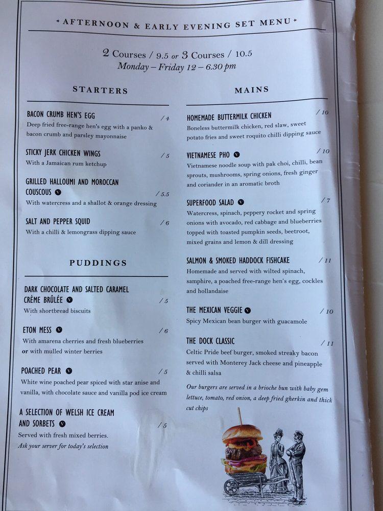 Menu at The Dock pub & bar, Cardiff