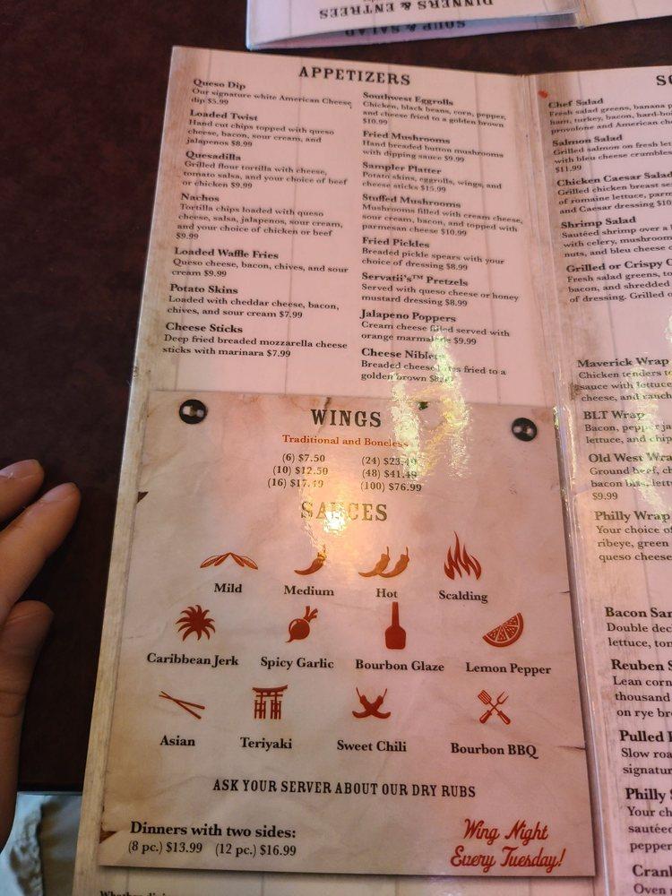 Menu at Maverick's pub & bar, Greendale