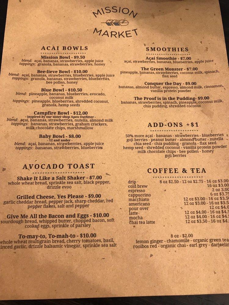 Menu at Mission Market pub & bar, Apex