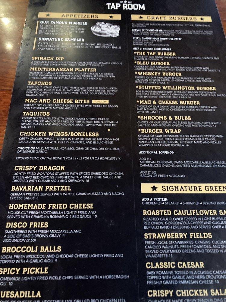 Menu at Tap Room pub & bar, Bay Shore