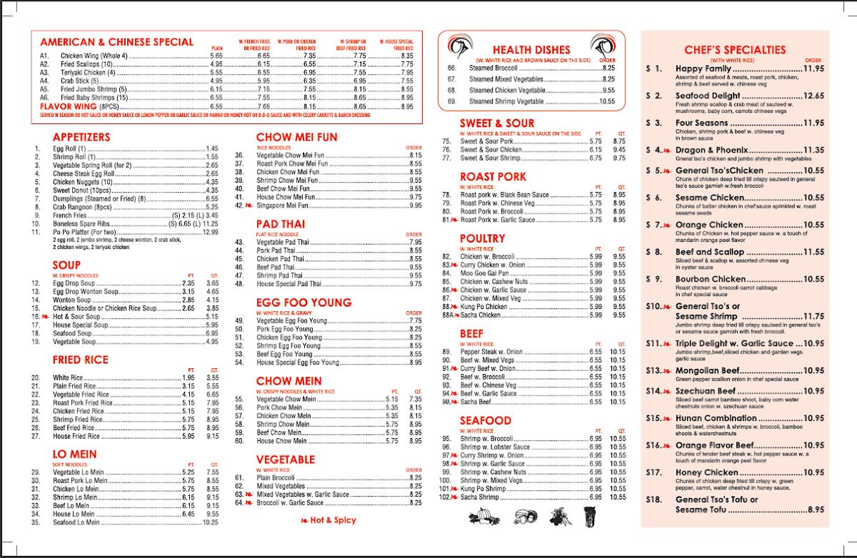 Menu at Welcome 68 Chinese Restaurant, Coats