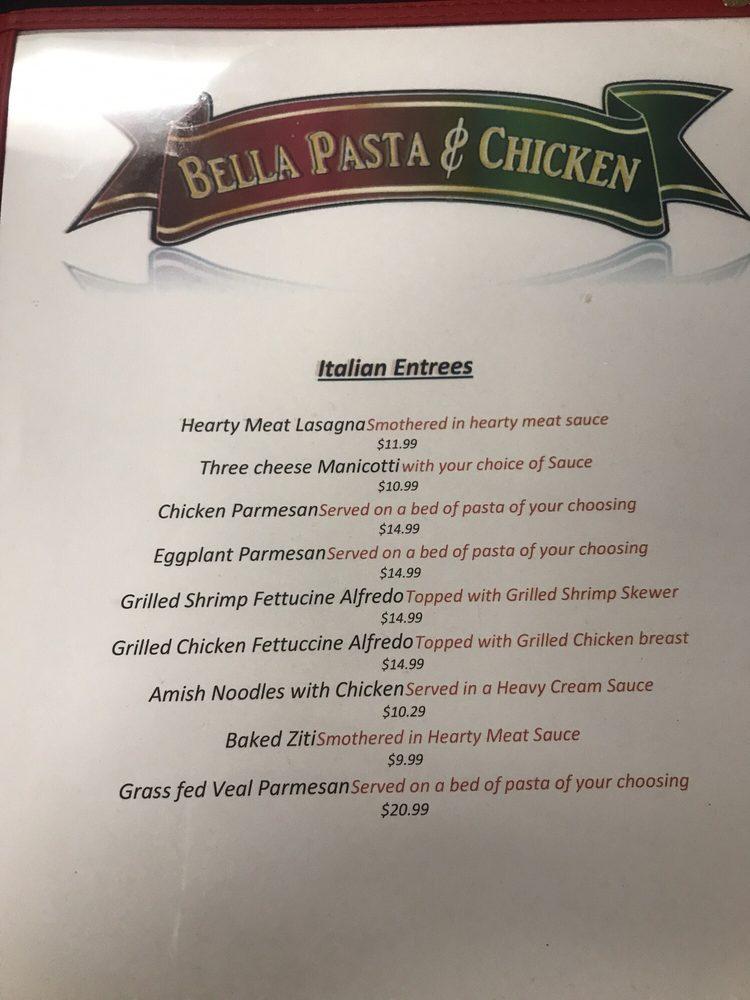 Menu at Bella Pasta & Seafood restaurant, Pueblo West