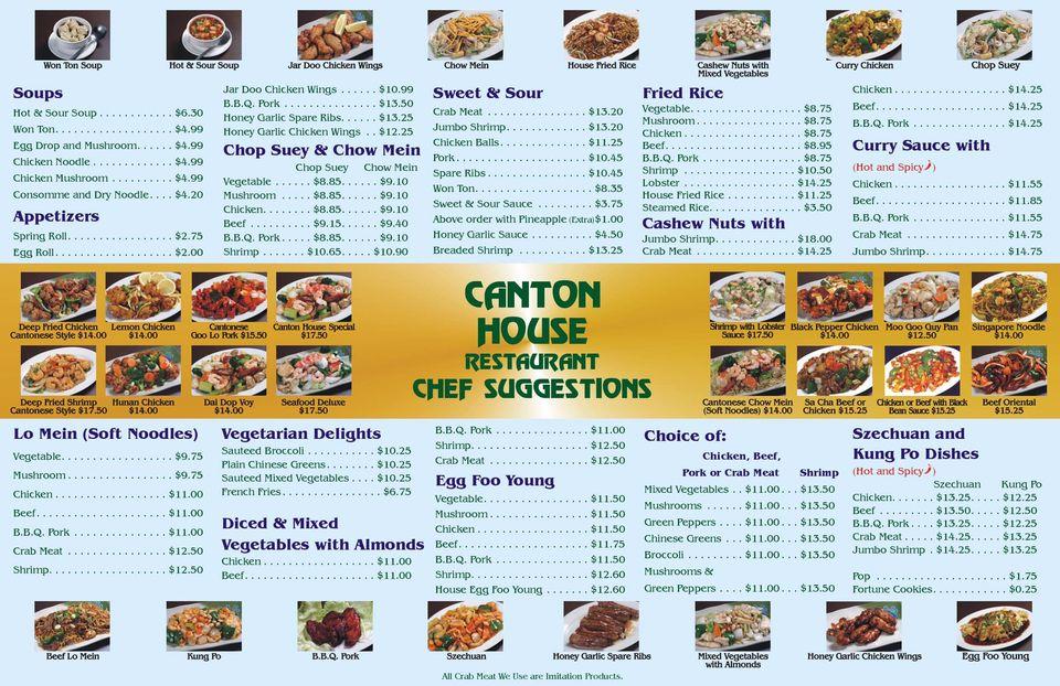 Menu at Canton House restaurant, Welland