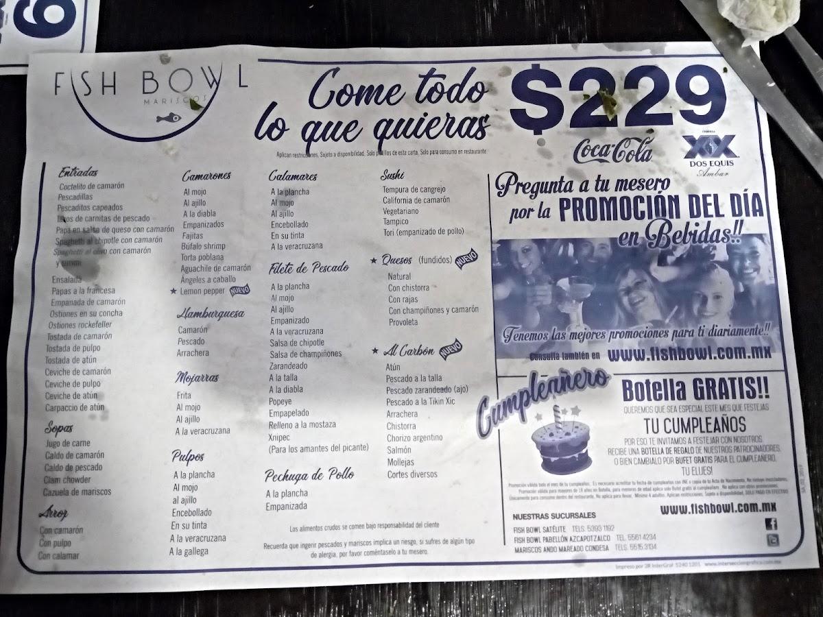 Carta del restaurante Fish Bowl Satélite, Naucalpan del Juárez, Cto ...