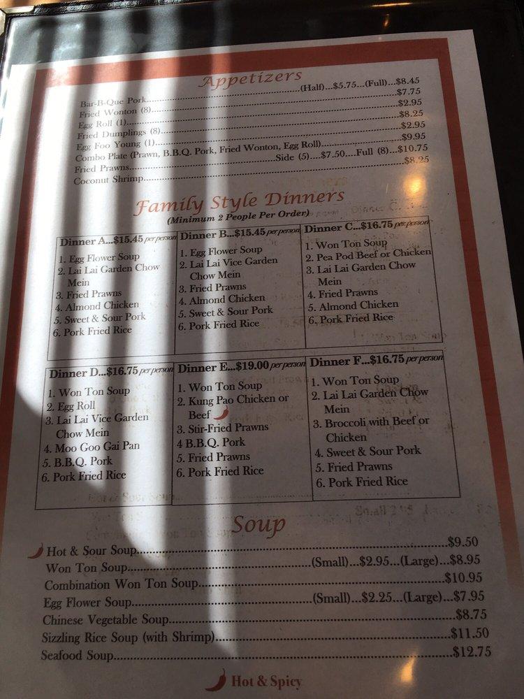 Menu at Lai Lai Garden Chinese Restaurant, Airway Heights