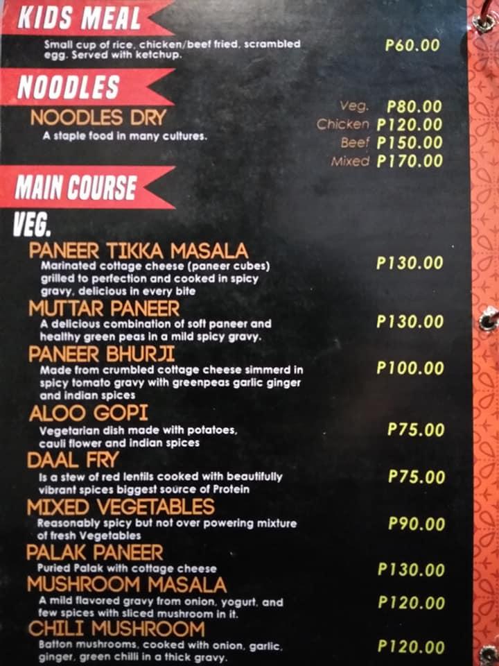Menu at Namaskar Ji restaurant, Koronadal City