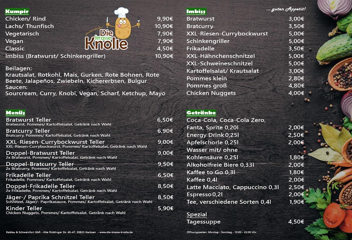 Speisekarte von Die krasse Knolle pub & Bar, Garbsen