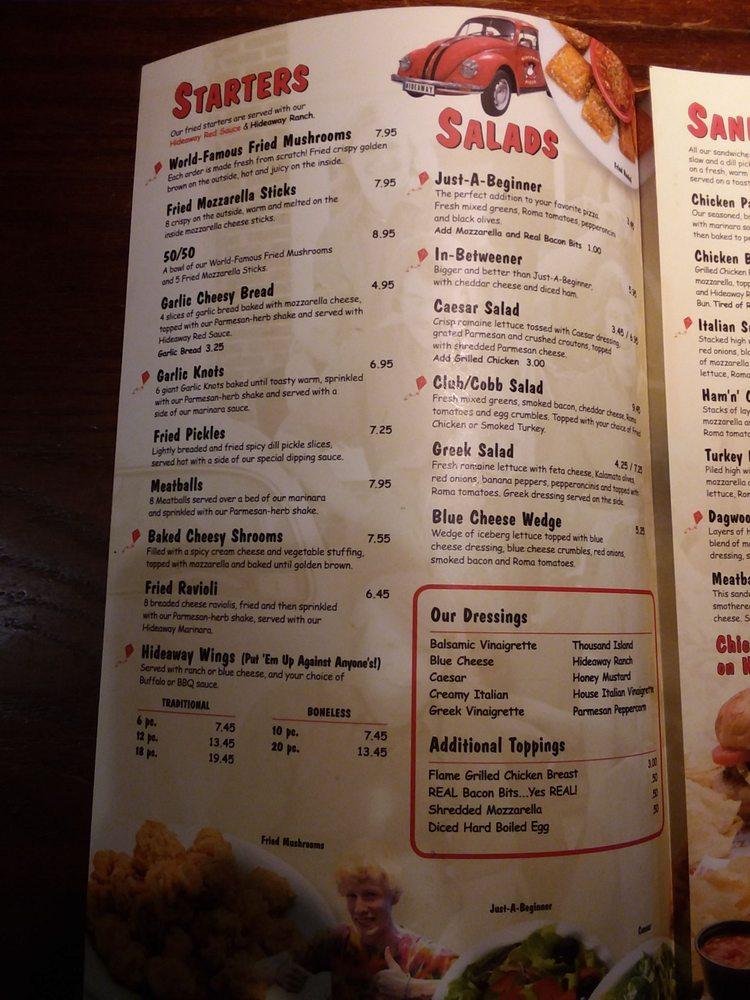 Menu at Hideaway Pizza pizzeria, Oklahoma City, W Memorial Rd