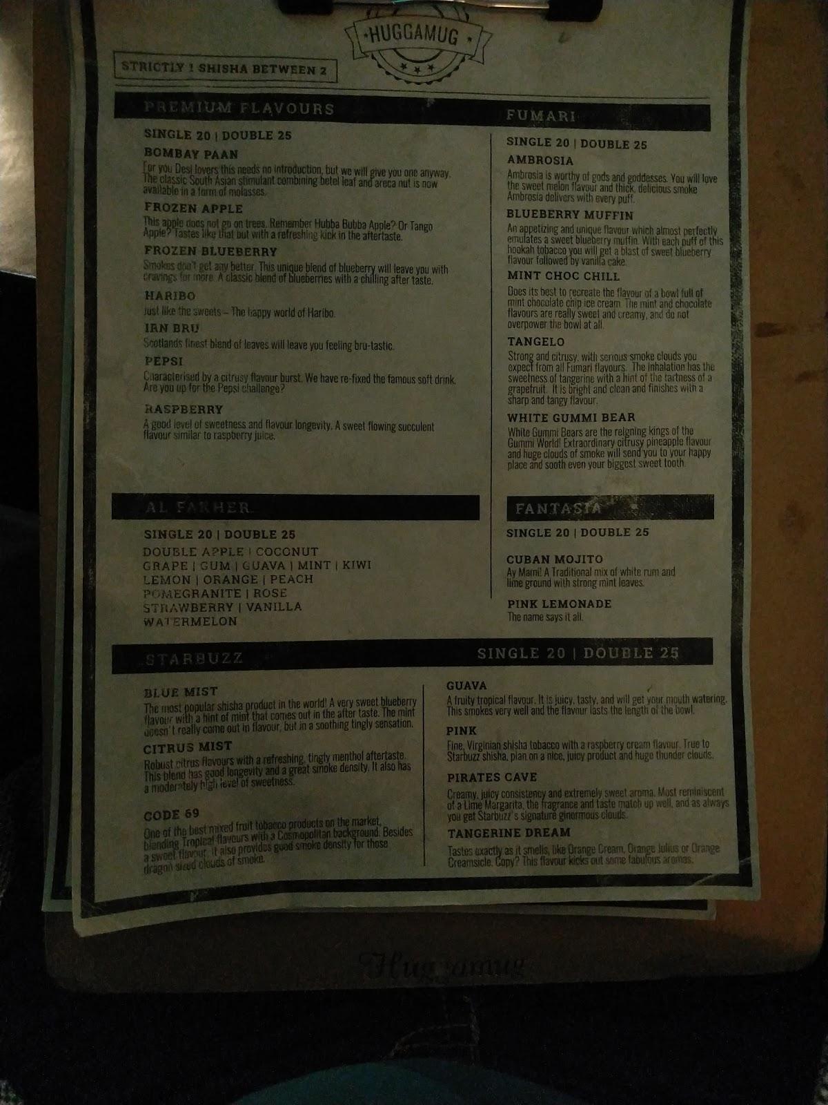 Menu at Huggamug restaurant, London, 454 W Green Rd