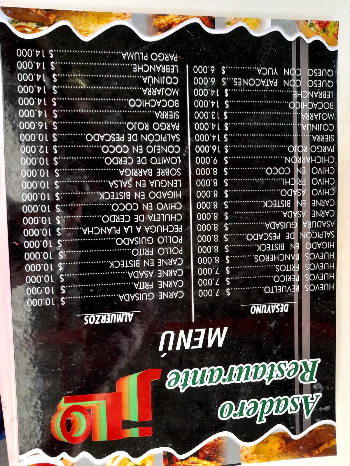 Menu at RESTAURANTE: J.L.O., Uribia