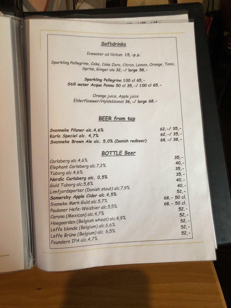 Speisekarte von Restaurant Karla, Kopenhagen