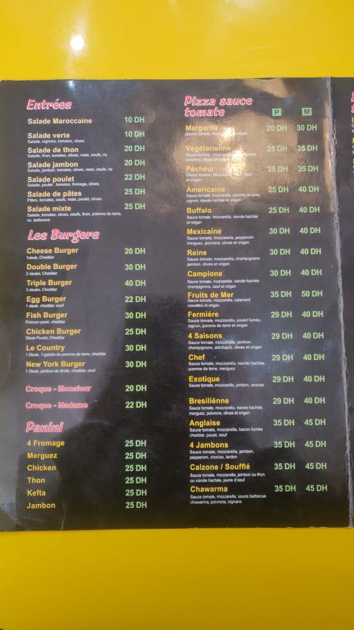 Menu at Snack tik tok restaurant, Oujda