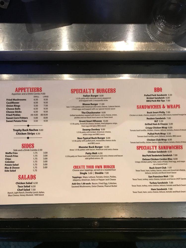 Menu at Buck Snort pub & bar, Council Bluffs