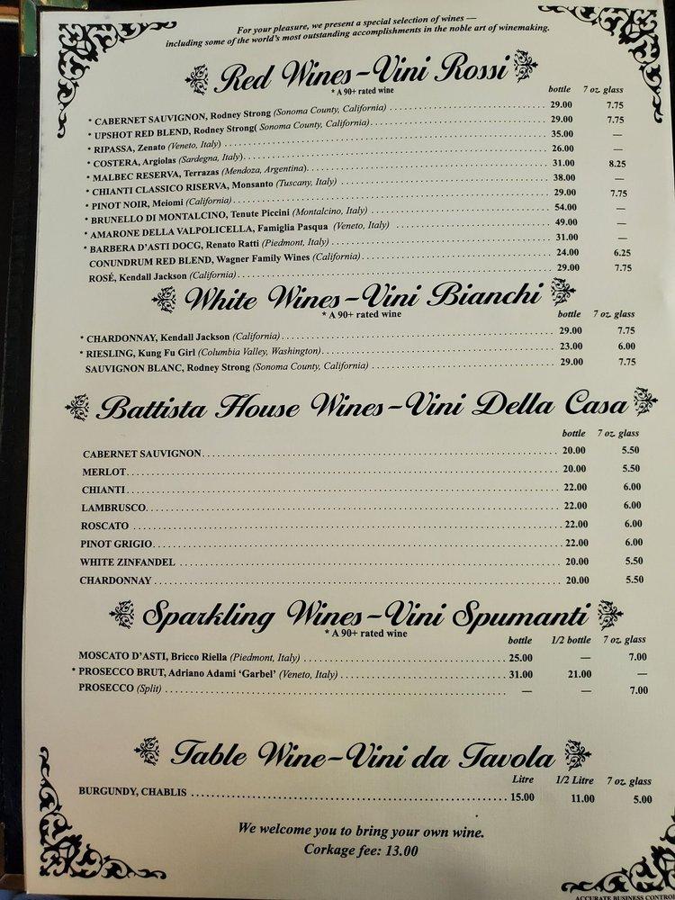 Menu at Lino's pizzeria, Rockford