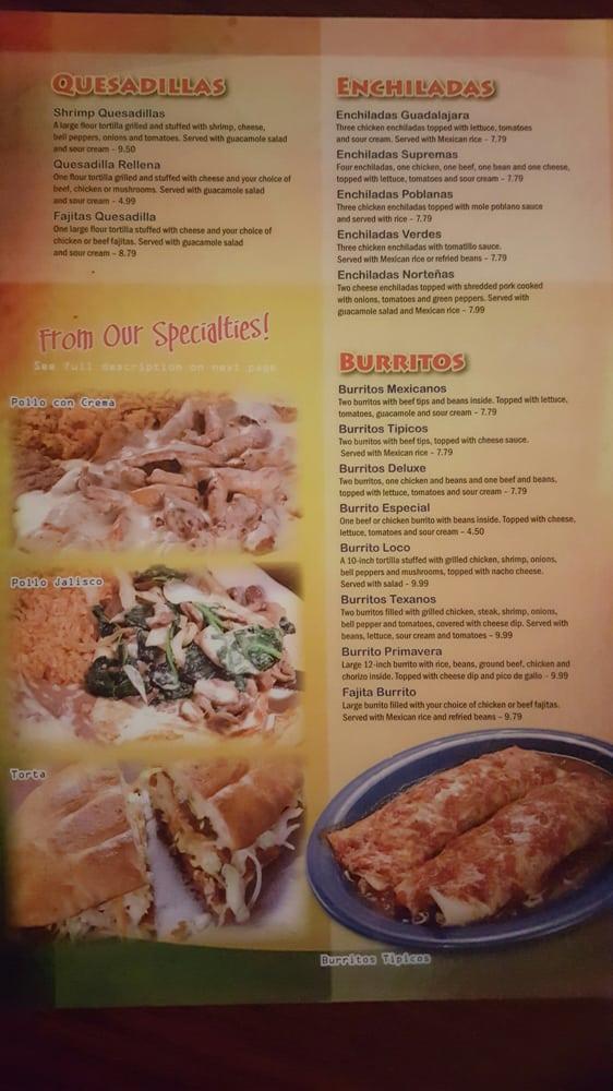 Menu at Los Amigos Mexican restaurant, Ahoskie
