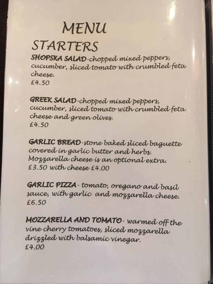 Menu at The Pizza Box restaurant, Broadstone
