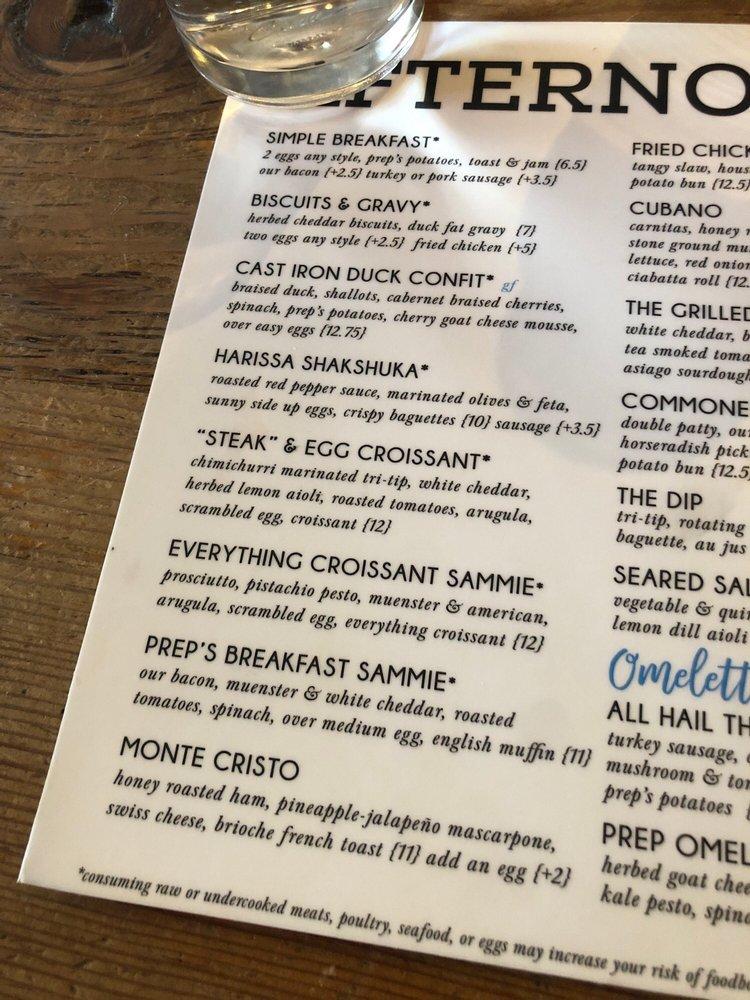 Menu at Prep & Pastry pub & bar, Tucson, 2660 N Campbell Ave