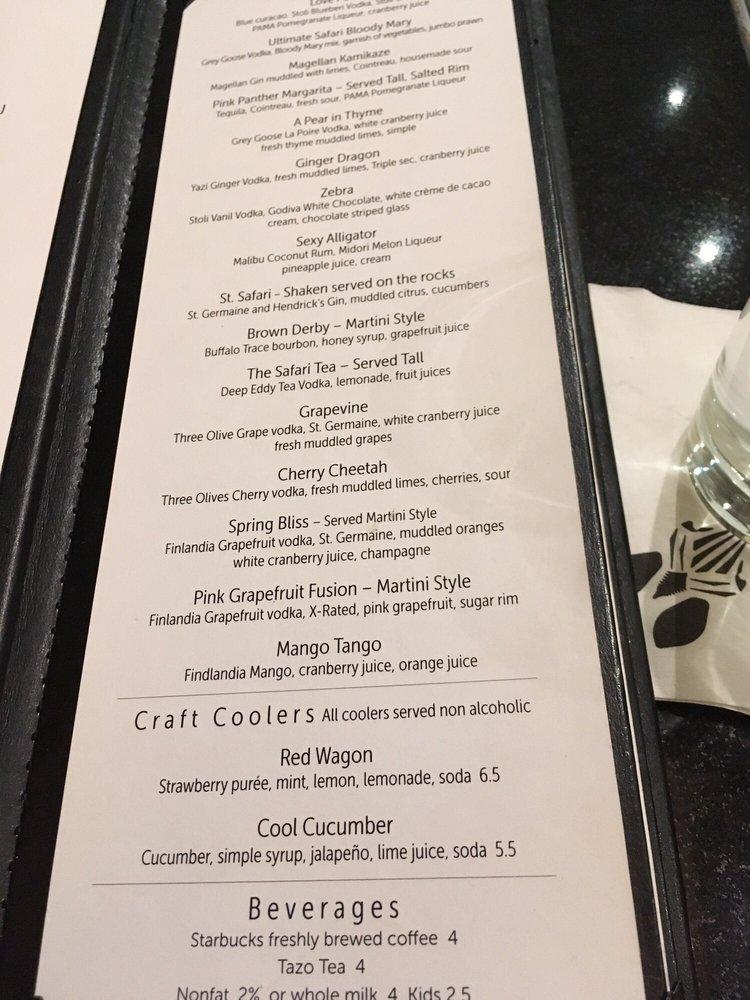 Menu at Safari Room Fresh Grill and Bar, Spokane