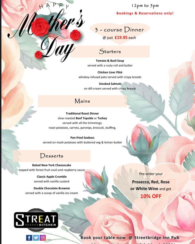 Menu at Streetbridge Inn pub & bar, Oldham