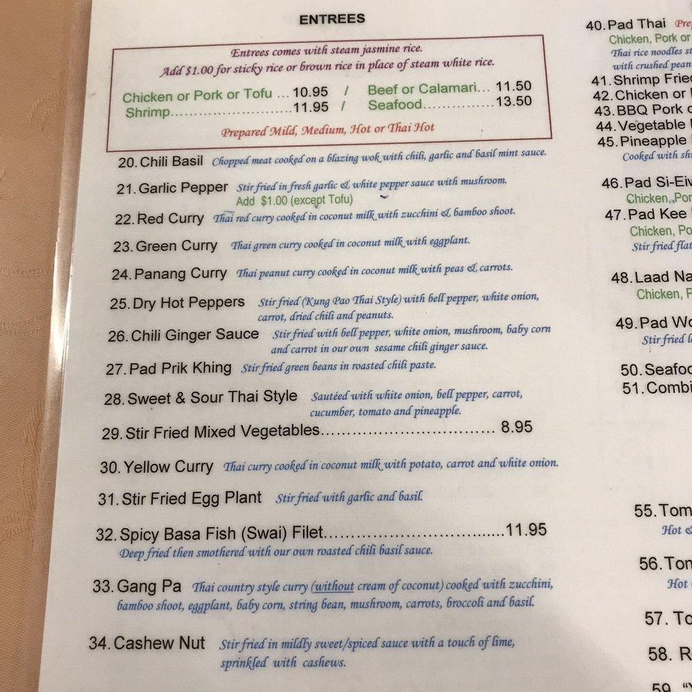 Menu at Siam Kitchen Express restaurant, Aiea