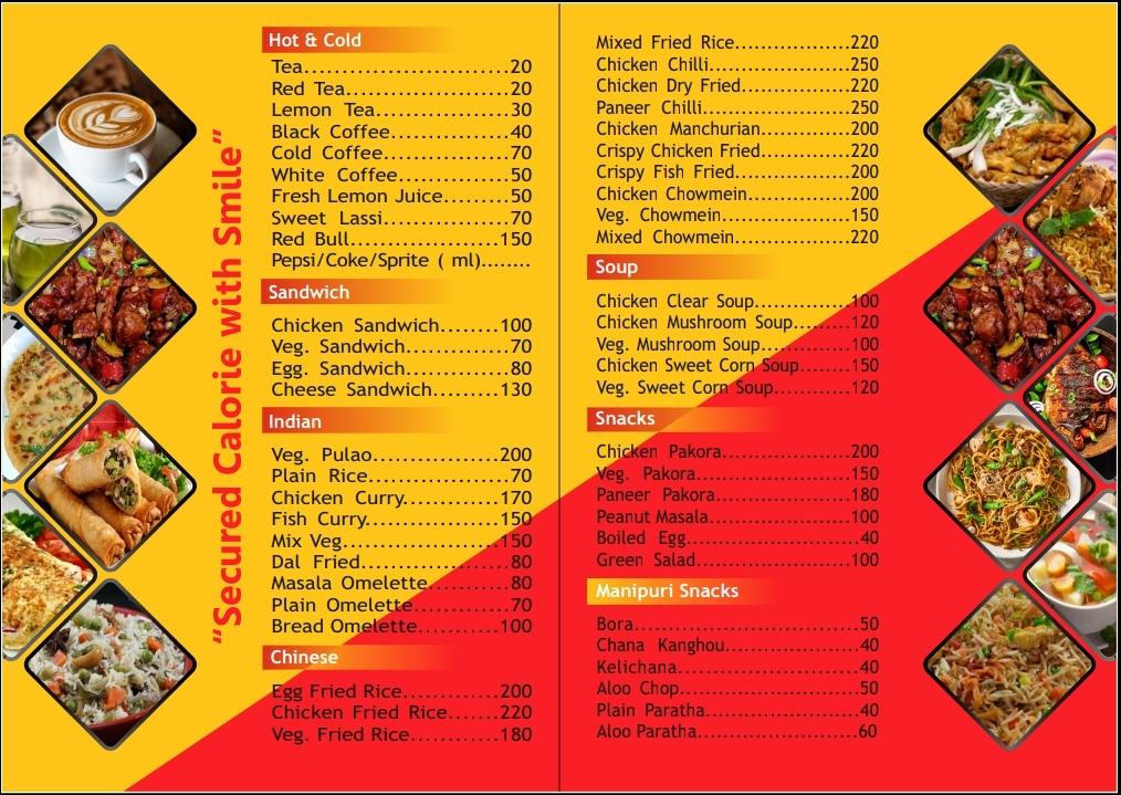 Menu at secured cafe, Imphal