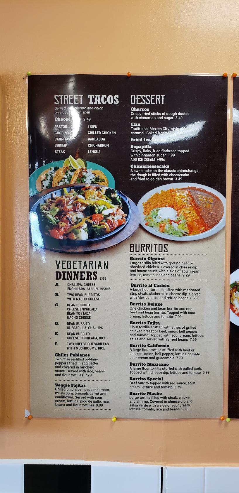 Menu at Chava's Mexican Grill restaurant, Huntington