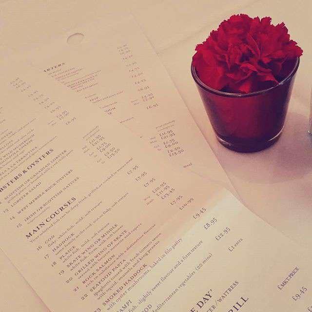 Menu at Fish Central restaurant, London