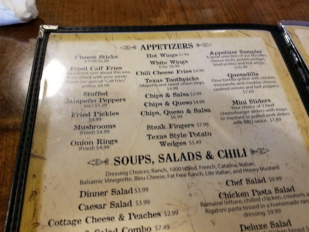 Menu at Heitmiller Steakhouse, Lacy Lakeview, Interstate Highway 35 North