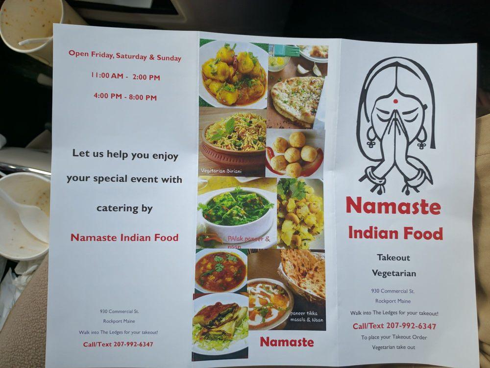 Menu at Namaste Indian Vegetarian Take Out Food restaurant, Rockport
