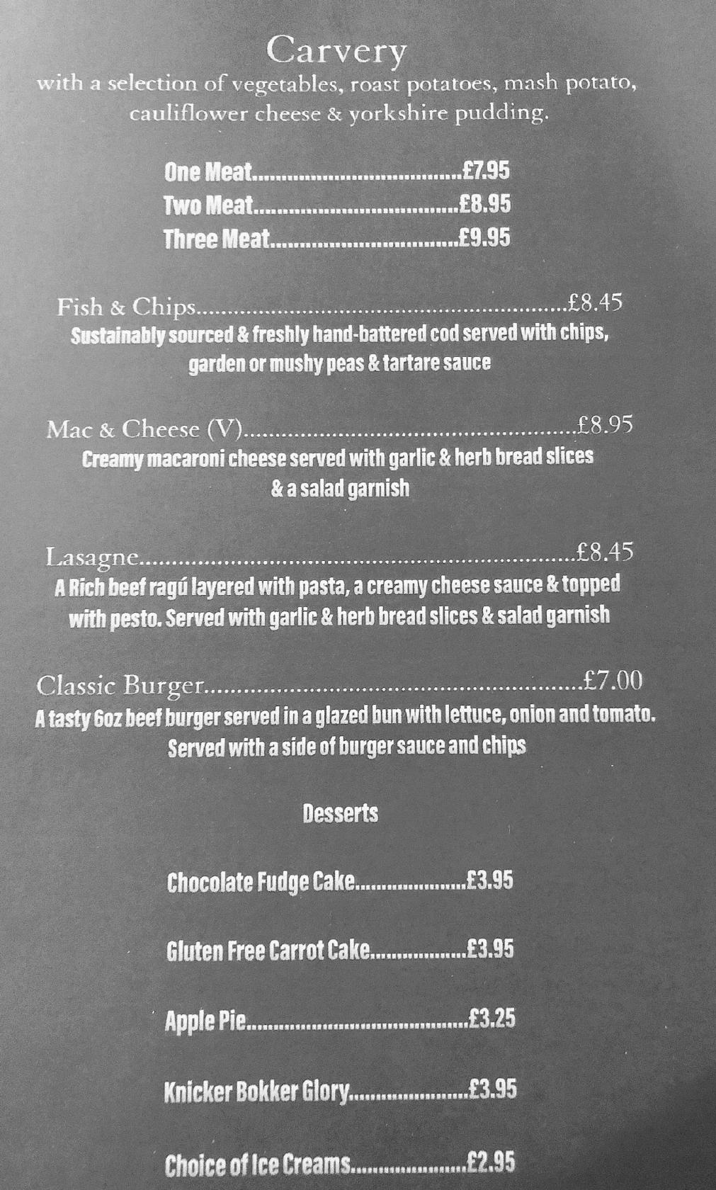 Menu at Princess Royal pub & bar, Taunton