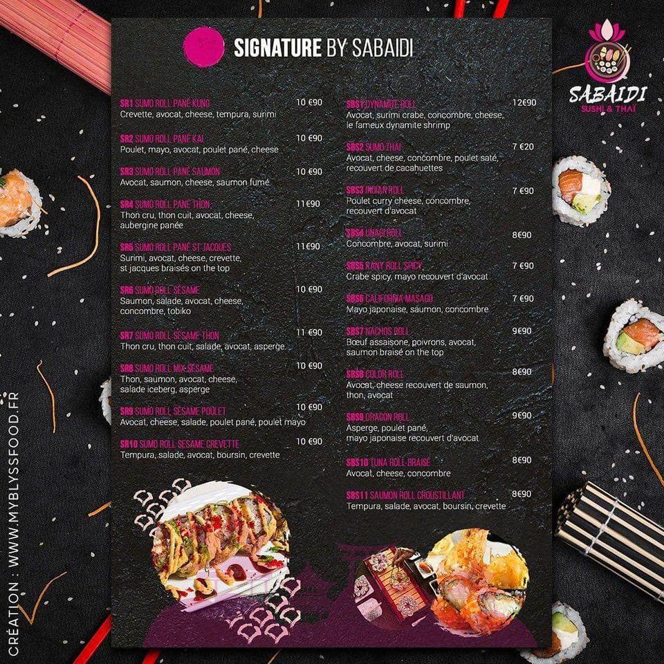 Menu at Sabaidi sushi & thai restaurant, Le Blanc-Mesnil, 60 Av. du 8 ...