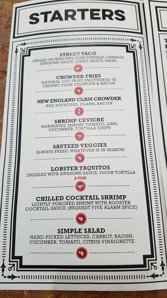 Menu at Slapfish restaurant, Noblesville