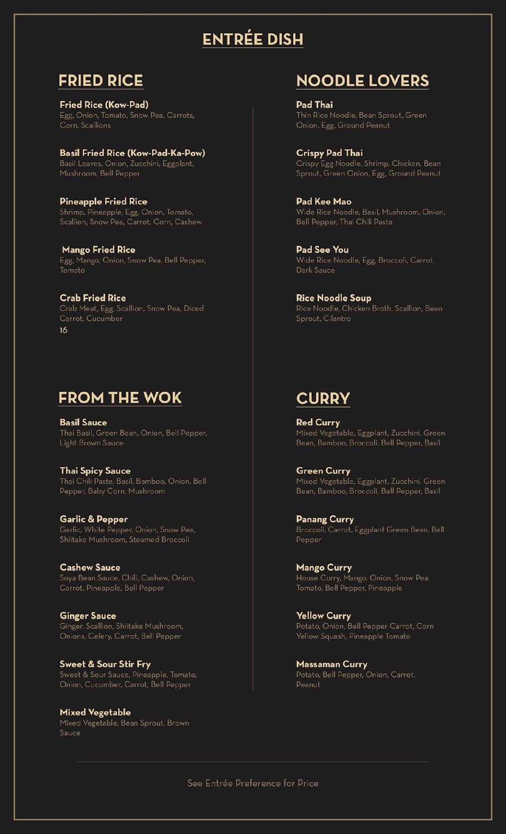 Menu at Thai Table restaurant, Dayton
