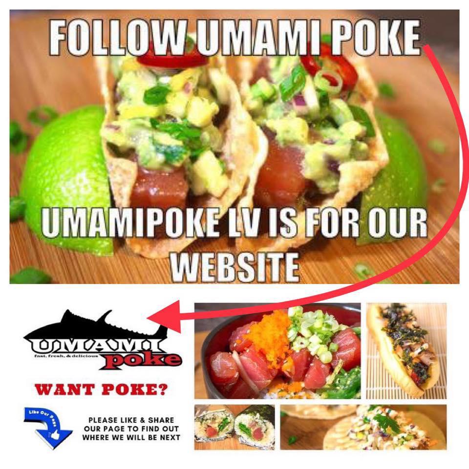 Menu at Umami Poke LV restaurant, Las Vegas