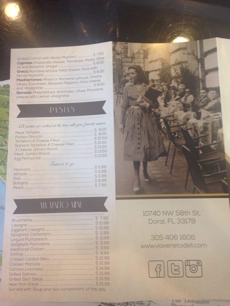 Menu at Via Veneto Bakery & Italian Deli, Doral
