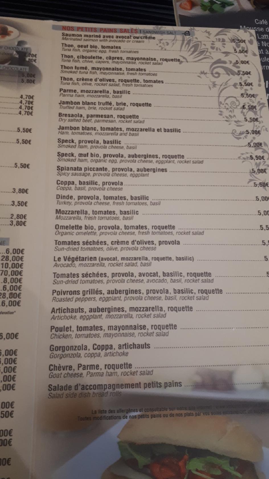 Menu at Volupté Anytime devient L'Insolent Café, Nice, 26 Bd Victor Hugo