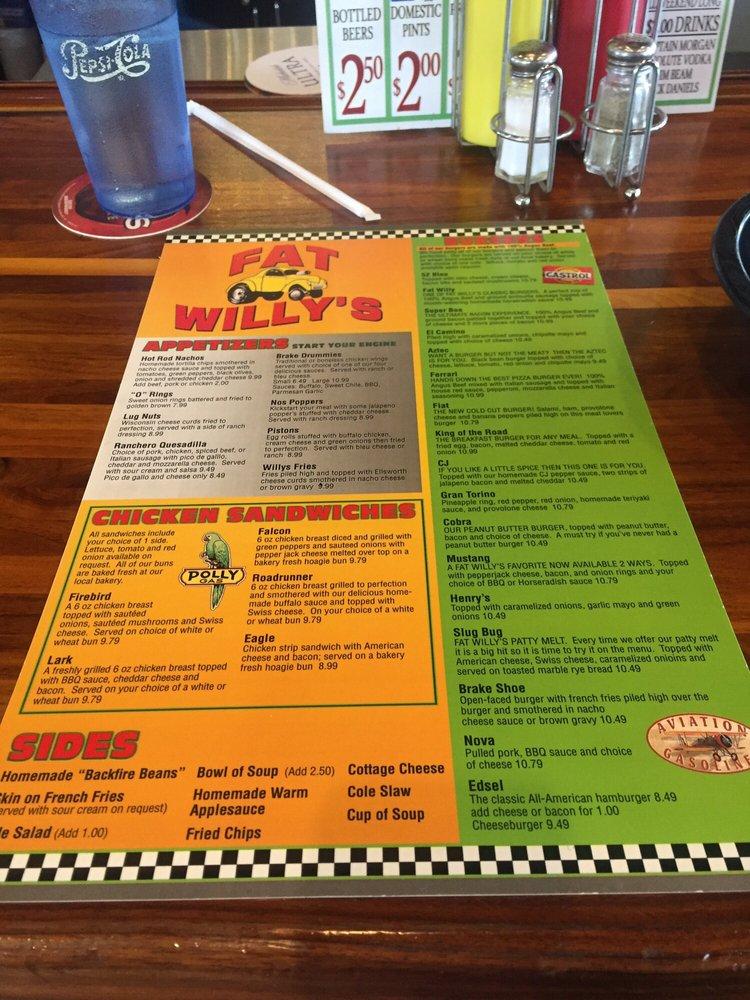Menu at Fat Willy's pub & bar, Rochester