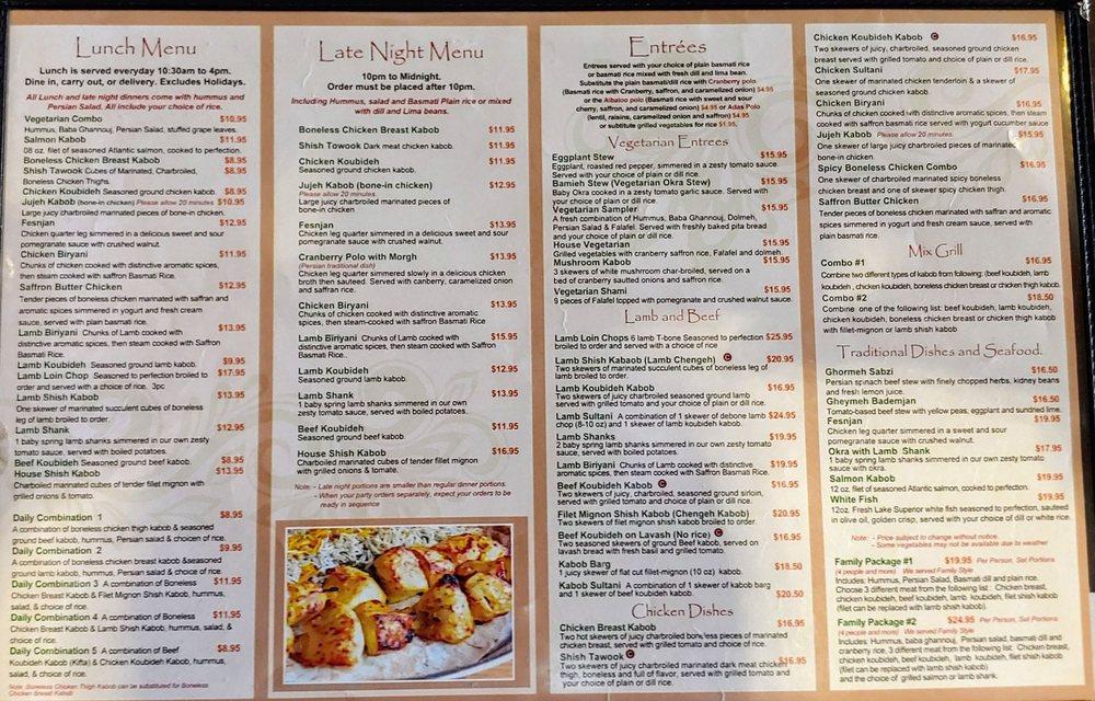 Menu at Kabobi - Persian and Mediterranean Grill restaurant, Chicago