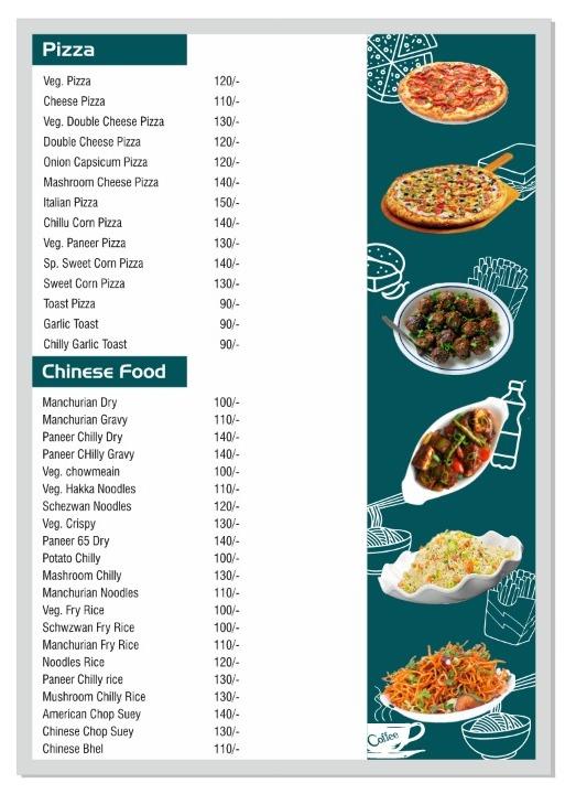 Menu at Krishna food corner, Mount Abu