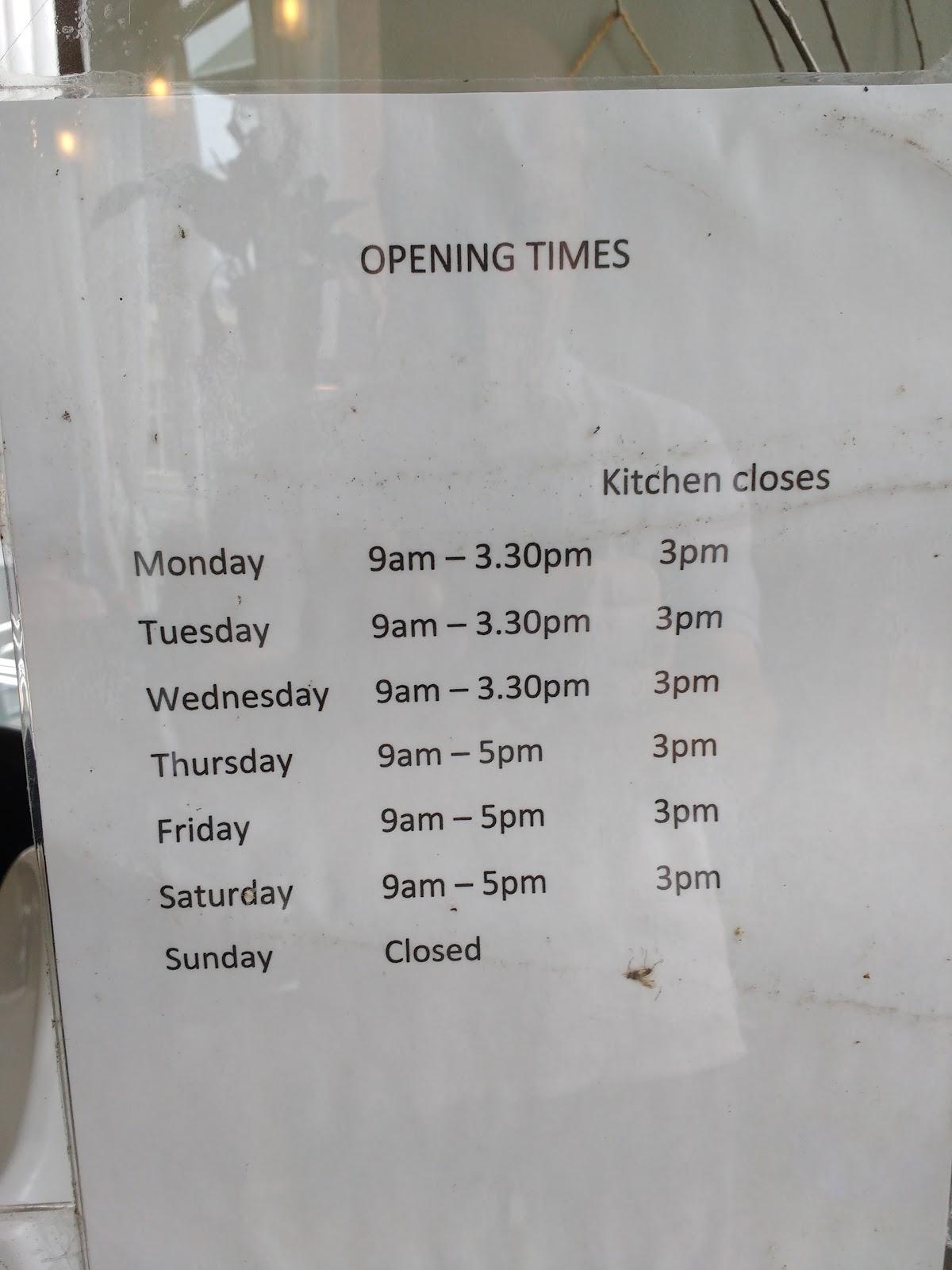 Menu at Avo cafe, Llanelli