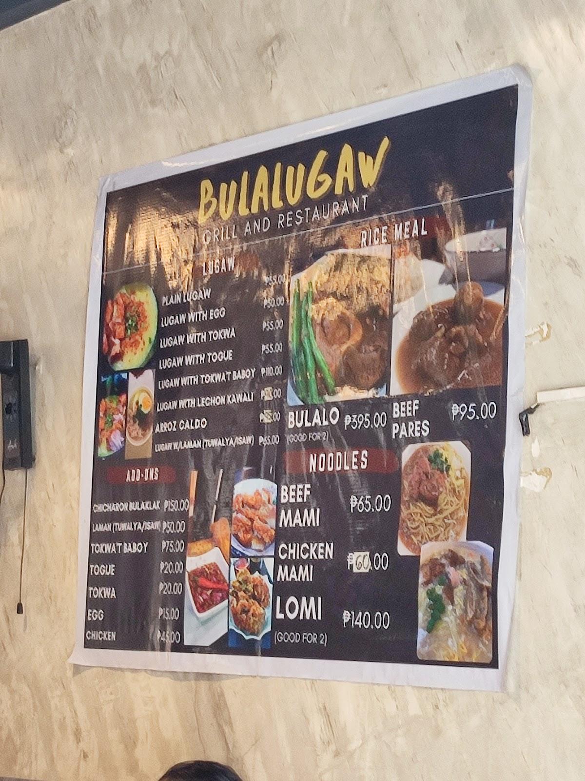 Menu at Bulalugaw Grill and Restaurant, Malay